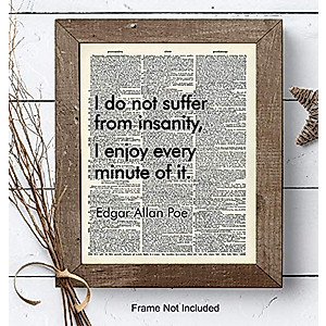 Edgar Allan Poe Quote, Dictionary Art - 8x10 Upcycled Wall Decor, Home Decoration for Bedroom, Living Room, Office, Apartment - Cool Unique Gift, Funny Saying - Unframed Poster Print Picture Photo