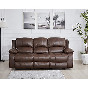 Betsy Furniture Bonded Leather Reclining Sofa in Multiple Colors, 8018 (Brown, Sofa)