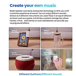 Bone Conduction Speaker Super Thin Small Bluetooth Speakers Portable Card-Thin Stereo Sound Creative Thinnest Speakers Small Thin Sound Box (White)