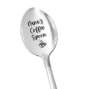 Nana's Coffee Spoon - Coffee Lover Stainless Steel Engraved Spoon Funny Gift for Mother's Day Christmas Birthday