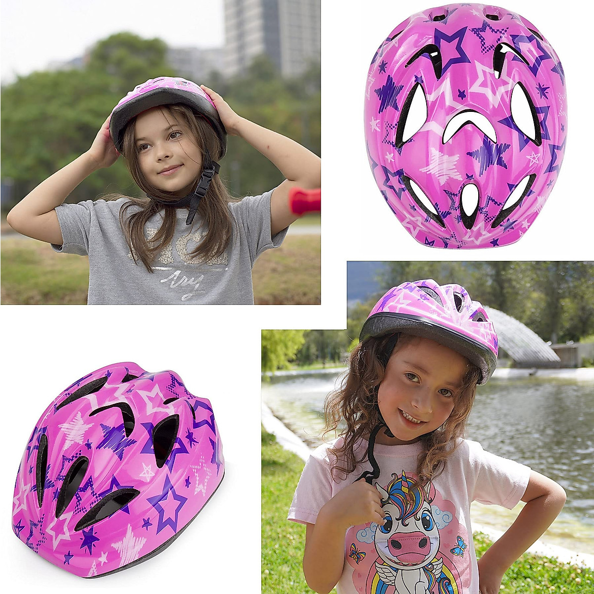 LX LERMX Kids Bicycle Helmet Ages 5-14 Adjustable from Toddler to Youth Size, Durable Helmet with Fun Designs for Boys and Girls