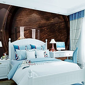 Modern 3D Scotch Whiskey Glass and Old Barrel Wallpaper Stick and Peel Wall Stickers Removable Wall Paper Mural for Living Room Bedroom TV Background Wall