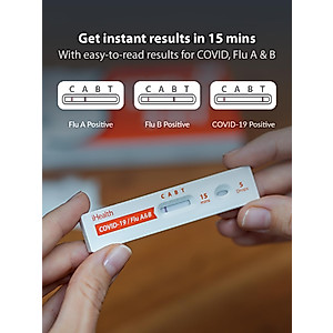 iHealth COVID-19, Flu A&B 3-in-1 Antigen Rapid Test, Results in 15 Minutes, FDA Authorized OTC Flu & COVID Home Test, with Non-invasive Nasal Swab, Easy to Use & No Discomfort (1 Pack, 2 Tests Total)