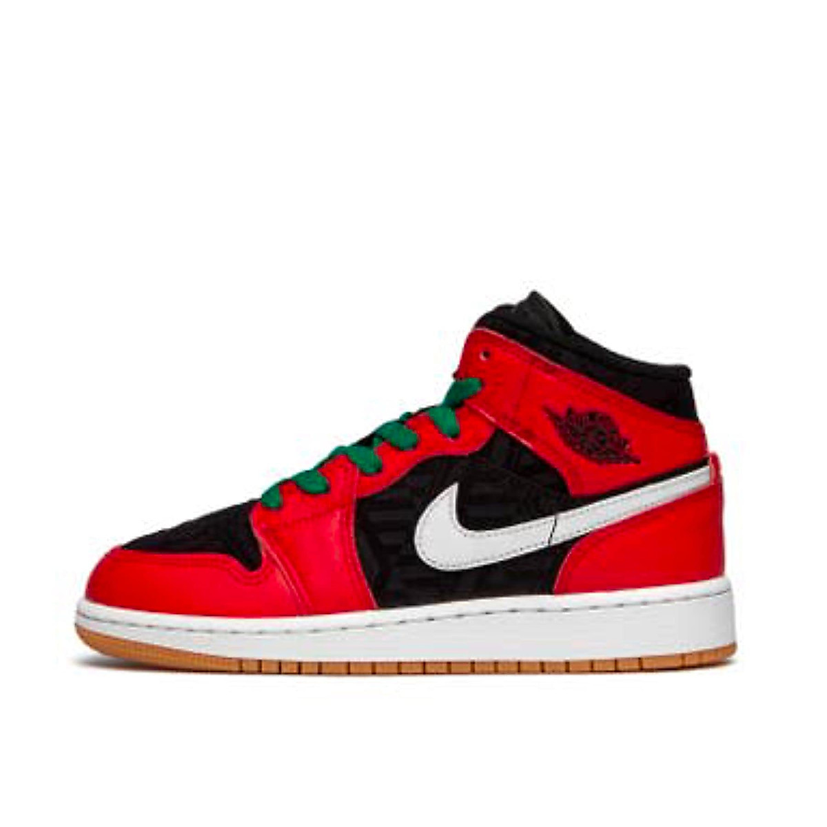 Nike Jordan Youth Jordan 1 Mid SE GS DQ8418 006 Christmas - Size 6Y, Black/Fire Red/White/Malachite