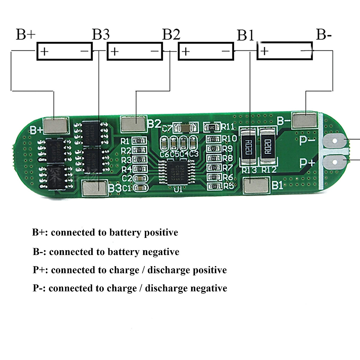 2Pcs 4S 14.4V 14.8V 16.8V 5A 18650 Li-ion Lithium Battery Charger Protection Board Overcharge Protection BMS PCB Circuit Module