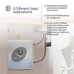 Bosch Electric Mini-Tank Water Heater Tronic 3000 T 7-Gallon (ES8) - Eliminate Time for Hot Water - Shelf, Wall or Floor Mounted