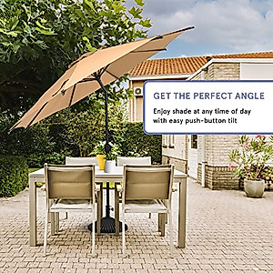 Abba Patio 11ft Patio Umbrella Market Outdoor Table Umbrella with Push Button Tilt and Crank, 8 Ribs, UV Protection, Tan
