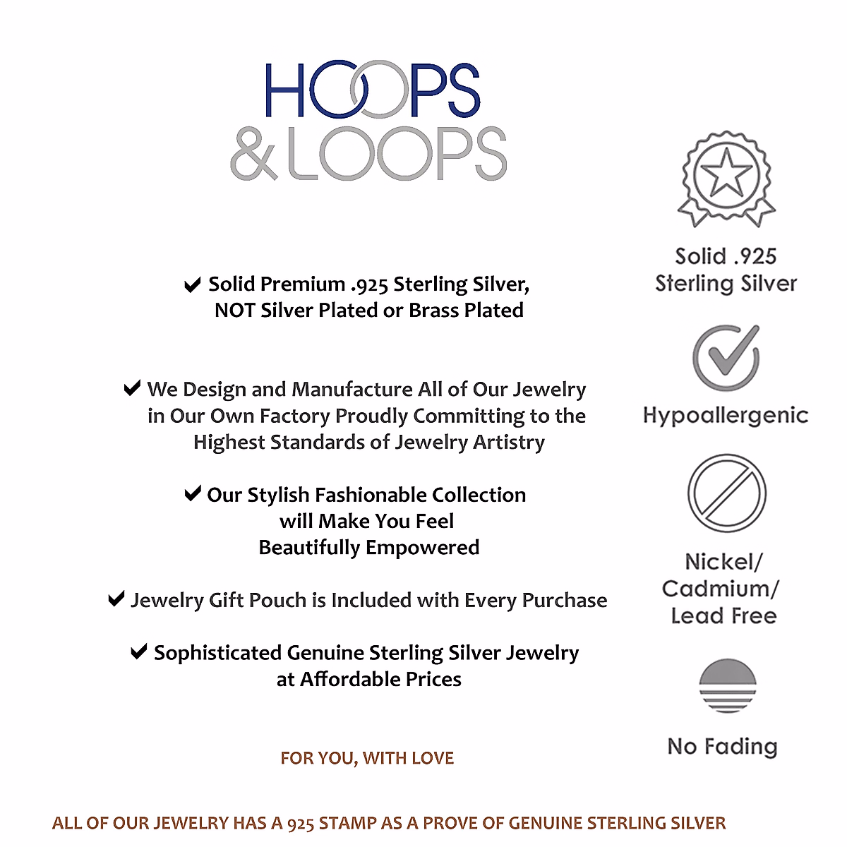 Hoops & Loops 925 Sterling Silver Round-Cut 3.00 Carat Cubic Zirconia 6-Prong-Set Solitaire Engagement Bridal Wedding Band Ring, Size 5