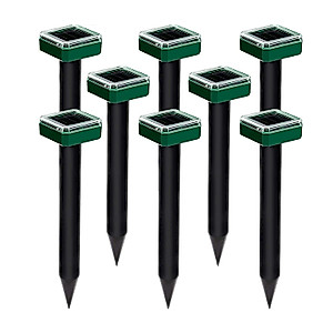 ADLLYA 8 Pack Mole Repellent Solar Powered, Waterproof Mole Repellent Chipmunk Repellent Outdoor, Gopher Repellent Ultrasonic Solar Powered for Groundhog Chipmunk Repeller, Lawn Garden W4, ADLLYA-Y2