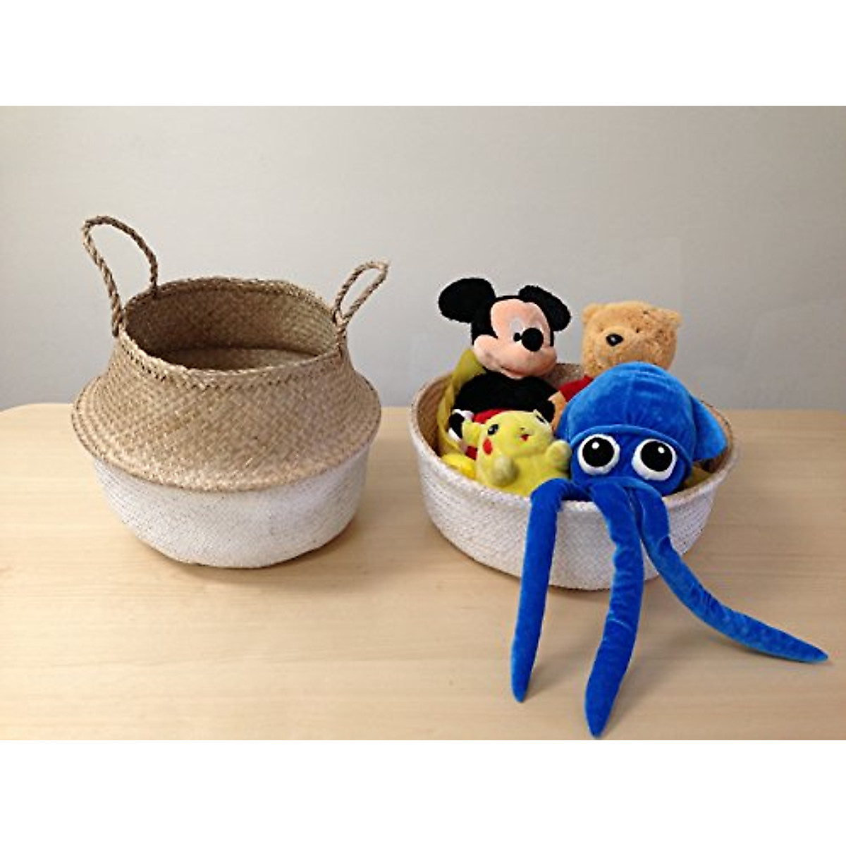 Dipped White Sea Grass Belly Basket Panier Boule Storage Nursery Toy Laundry Easter (Medium)