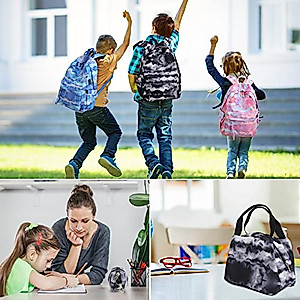 Zicac Backpack for Girls Boys Teenager Bookbags School,Outdoor,Travel Backpack with Lunch Box and Pencil Case 3 in 1 School Bags Set(Black)