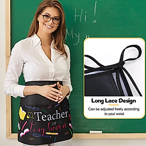 4 Pieces Waist Apron for Teachers with 3 Pockets Waterproof Half Aprons Back to School Teacher Apron for Teacher Appreciation Gift As Pictures Shown