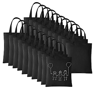 YOUKE OLA 20 Pieces Canvas Tote Bags Reusable Grocery Large Blank Canvas Tote Bags for Heat Transfer Vinyl DIY Decorating and Crafting 14" x16”Black