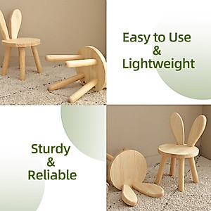 Wooden Step Stool Children Toddler Chair Kids Desk Chair with Non-Slip Foot Mat Wood Wax Oil Craft Sensory Table for Kids Playroom Classroom Boys Girls Age 2+ Size：10" L X 10" W X 18" H