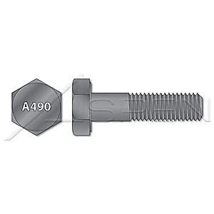 (70 pcs) 1-1/8"-7 X 7", Heavy Structural Hex Bolts, ASTM A490 Type 1, Steel, Made in U.S.A.