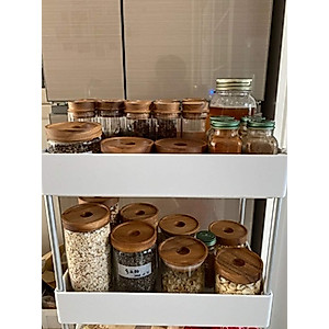 WellieSTR 1Pc (D 1000ml/34oz) Glass Storage Jars (48oz/1400ml) with Airtight Seal Bamboo Lid Stackable Kitchen Canisters for Candy, Coffee Bean Cookie, Rice, Sugar, Flour, Pasta, Nuts, Coffee