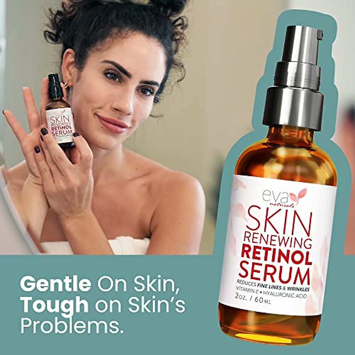 Eva Naturals Retinol Serum for Face with Hyaluronic Acid, Vitamin E & Organic Aloe - Retinol Face Serum that Reduce Wrinkles, Fine Lines & Dark Spots - Vitamin A, Anti Aging Serum (Double Sized 2oz Bottle)