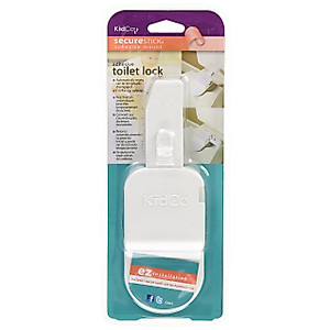 KidCo S384 Adhesive Toilet Lock - Toilet Lock Baby Proof Ideal Baby Proof Toilet Lid Lock – No Tools Needed Easy Installation with Adhesive – Top Safety Toilet Seat Lock – Fits Most Toilets, White