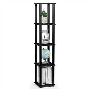 FURINNO Turn-S-Tube 5-Tier Corner Square Rack Display Shelf, Americano/Black