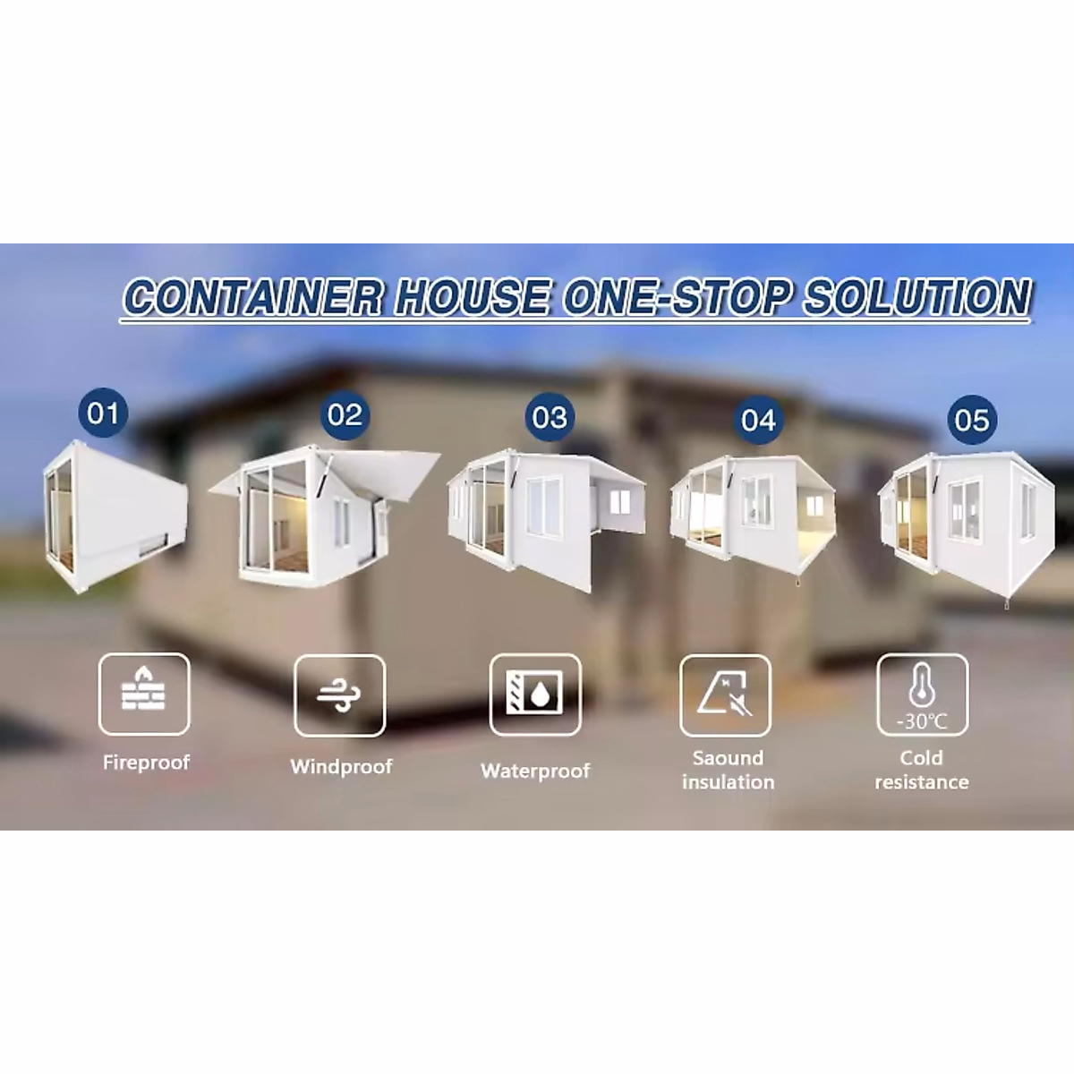 Heat Insulated Cheap 3 Bedroom Luxury 20ft Movable Foldable Expandable, Prefab Container House Foldable Villa