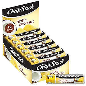 Chapstick Limited Edition Tropical Paradise Collection Aloha Coconut Flavored Skin Protectant Lip Balm Tube - Great for Moisturizing & Hydrating Chapped, Cracked, Dry Lips â€“ 0.15oz Each, 12 Sticks