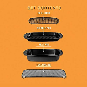 Sengoku SET-G16A(K) HeatMate Graphite Compact Countertop Toaster Oven with 4 Non-Stick Pans for Toasting and Baking, 120 Volt, Black