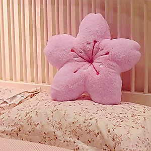 Walbest Cute Sakura Throw Pillows Kawaii Room Decor, Cherry Blossom Plush Pillow Decorative Flower Pillow for Couch Decor Pink 15.75"