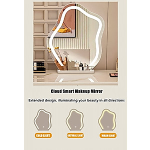 ZGNBSD Corner Vanity Set - Makeup Vanity Desk with Charging Station & Bluetooth Speaker, 8 Drawers Design, Including LED Vanity Mirror and Chair, L-white, 47''