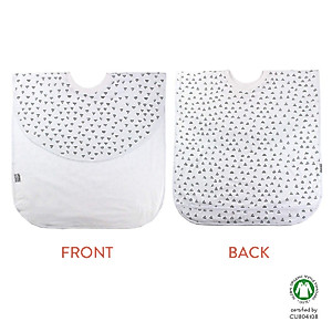 Baby Burp Cloth Double Shoulder Burp Bib, Organic Cotton Large 35”x22”, Triple Layer, Thick, Soft and Extra Absorbent Towels Burping Rags for Newborns, Shower Gift for Boys and Girls, Grey White