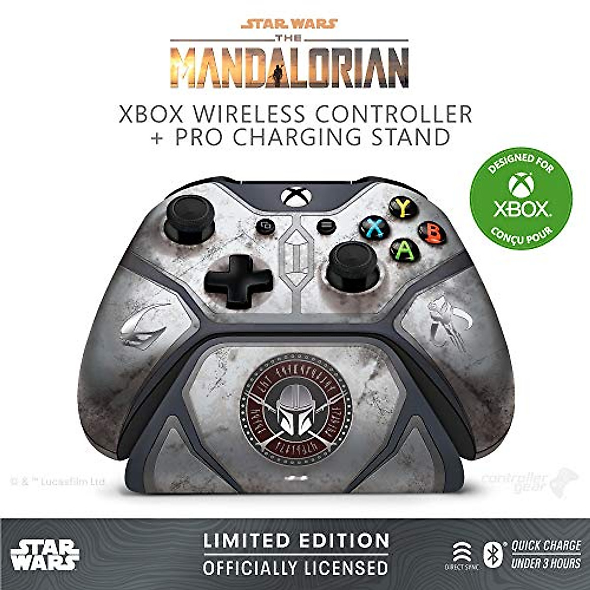 Controller Gear Star Wars: The Mandalorian Baby Yoda, Xbox Wireless Controller + Pro Charging Stand Bundle for Xbox-Limited Edition-Officially Licensed By Xbox, Disney, Lucasfilm Ltd. - Xbox One