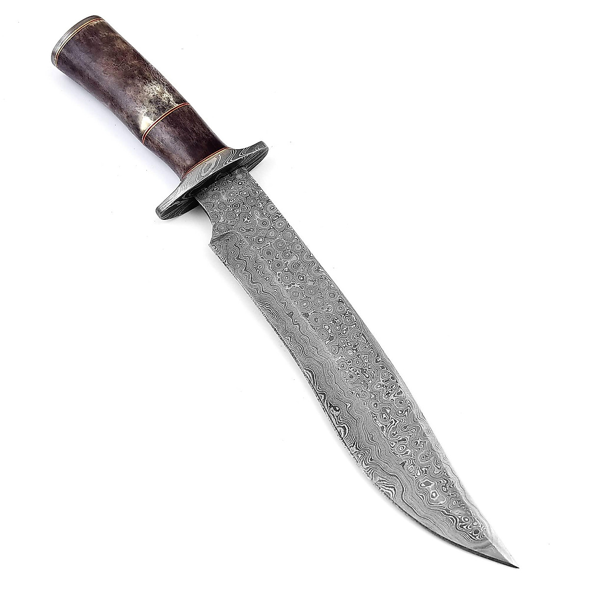 UK UNIQUE SHARP KNIVES BK-3023 Handmade Damascus Steel 15.00 Inches Damascus Steel Hunting Knife - Camel Bone Handle With Damascus Steel Gurd/Pommel
