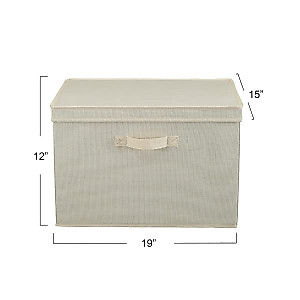 Household Essentials Wide KD Storage Box With Lid Box, Cream Linen