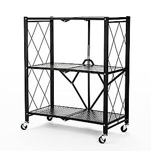 Urban Shop 3 Shelf Metal Storage Cart, Black