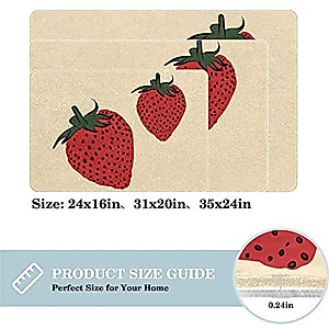 Strawberries, Indoor Door Mat Durable Front Door Mats Entryway Rug Non-Slip Absorbent Area Rugs Resist Dirt Rugs for Room Decor, 24"x16"