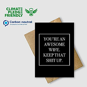 Funny and original anniversary card for wife | Unique and cool joke card for Birthday, Mother's Day, Retirement, Valentine's Day, Christmas. | Awesome and fun card for her