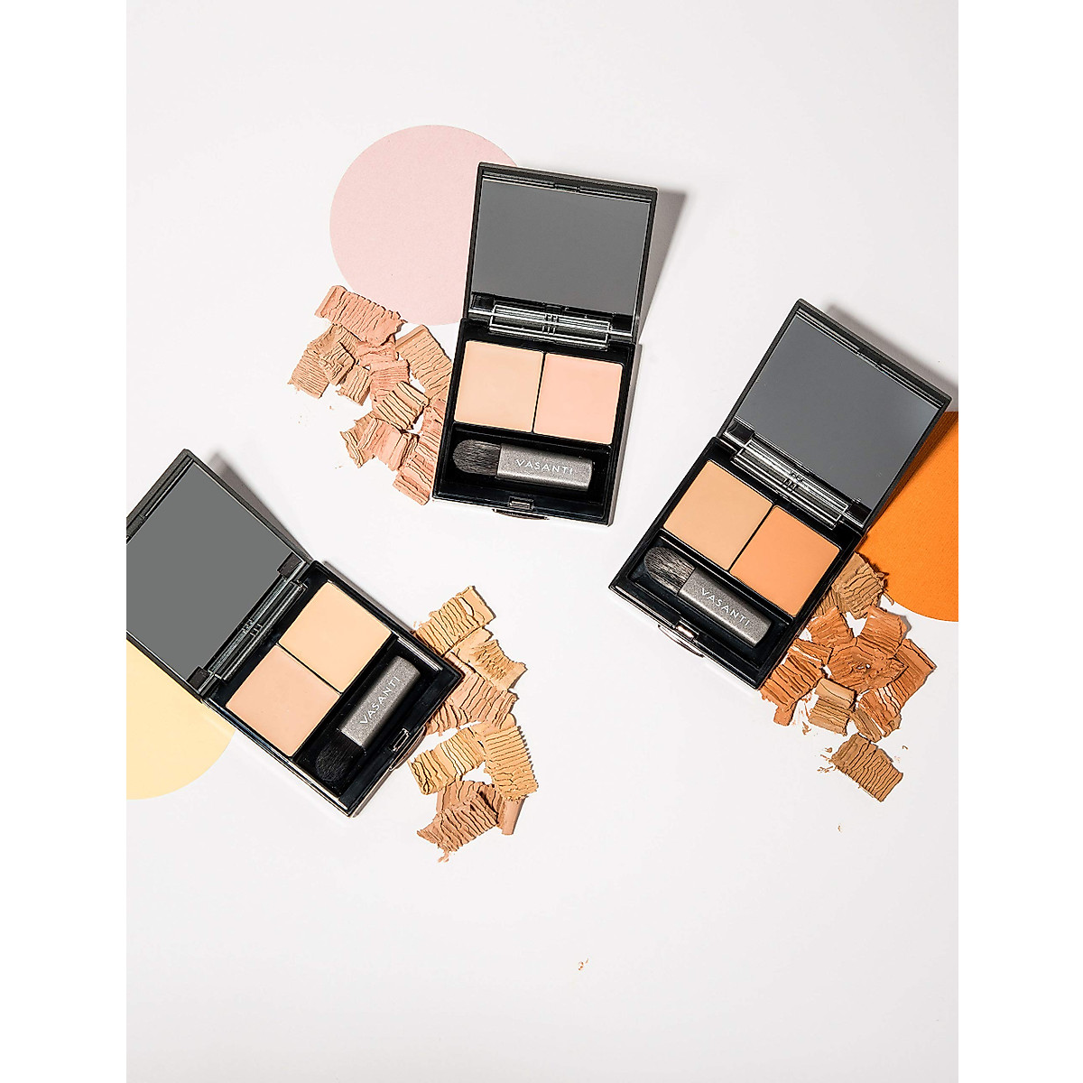Wonders of the World Concealer Duo by VASANTI - Hide Dark Circles, Scars - Colour Correcting Full Coverage Concealer Duo - Includes a Colour Corrector & Concealer with Mirror/Mini Brush (Y2 - Yellow)