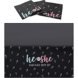 Sparkle and Bash Gender Reveal Party Plastic Tablecloth, He or She (54 x 108 in, 3 Pack)
