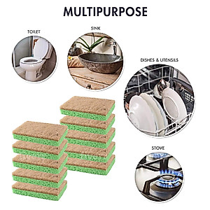 Natural Sponge by Scrubit - 24-Pack - Biodegradable Cellulose Natural Sponges for Dishes with a Tough Eco-Friendly Scouring Pad for Kitchen and Bathroom – Non-Stick Plant-Based Compostable Sponges