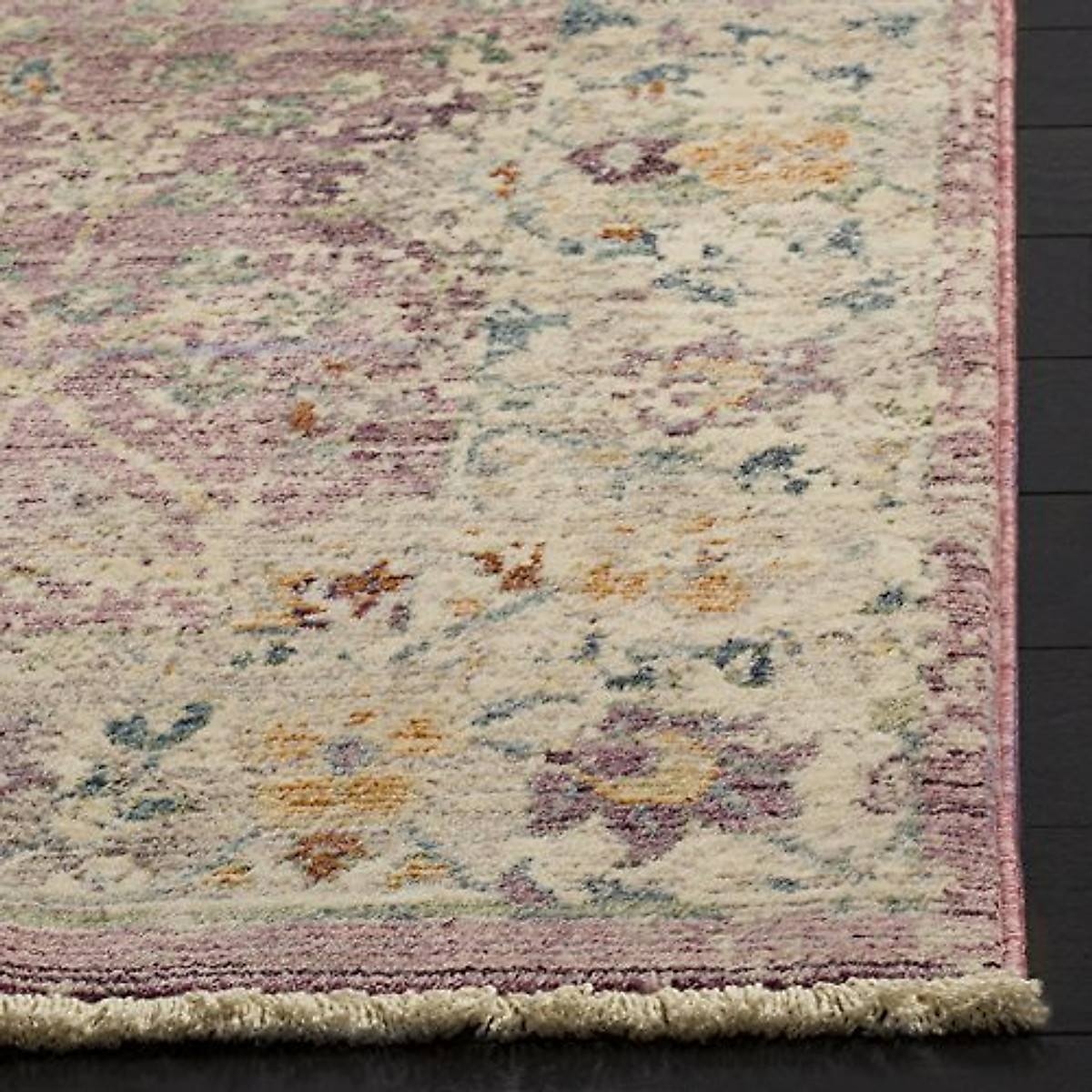 SAFAVIEH Illusion Collection 5' x 8' Rose / Cream ILL703F Vintage Distressed Viscose Area Rug