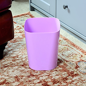 Youngever 2 Pack 1.5 Gallon Square Trash Can, Plastic Garbage Container Bin, Small Trash Bin for Home Office, Living Room, Study Room, Kitchen, Bathroom (Purple)