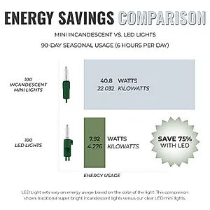 612 Vermont 100 White LED Christmas Lights on a White Wire Cord, UL Approved for Indoor and Outdoor Use, Lighted Length 18.5 Feet, Total Length 20.8 Feet, Connect Up to 27 Sets End to End