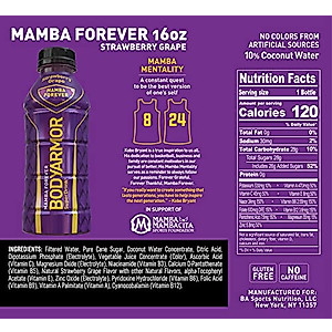 BODYARMOR Sports Drink Sports Beverage, Mamba Forever, Natural Flavors With Vitamins, Potassium-Packed Electrolytes, Perfect For Athletes, 16 Fl Oz (Pack of 12)