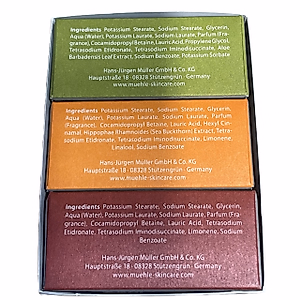 MÜHLE SHAVE CARE Shaving Soap Trio - Aloe Vera, Sea Buckthorn, & Sandalwood Luxury Shaving Soaps for Men, Rich Lather, Lightly Scented, 75g