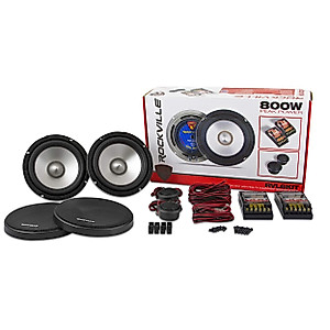 Rockville RVL6KIT 6.5" Component Car Speakers, 800W Peak/200W RMS, 4 Ohm, Aluminum Cone, 1" Silk Dome Tweeters, Perfect for High-Fidelity Car Audio