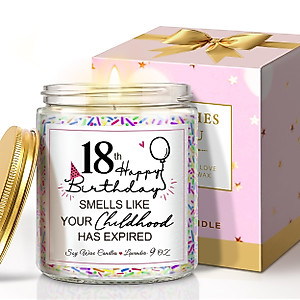 18th Birthday Gifts for Her, Happy18th Birthday Candle with Sprinkles, Unique Birthday Gifts for Girls Women Sister Best Friends Daughter Bestie Turning 18 Birthday Present