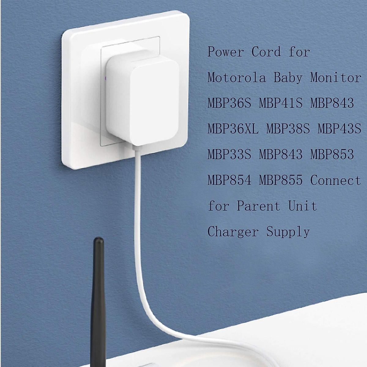 Power Cord for Motorola Baby Monitor MBP36S MBP41S MBP843 MBP36XL MBP38S MBP43S MBP33S MBP843 MBP853 MBP854 MBP855 Connect for Parent Unit Charger Supply