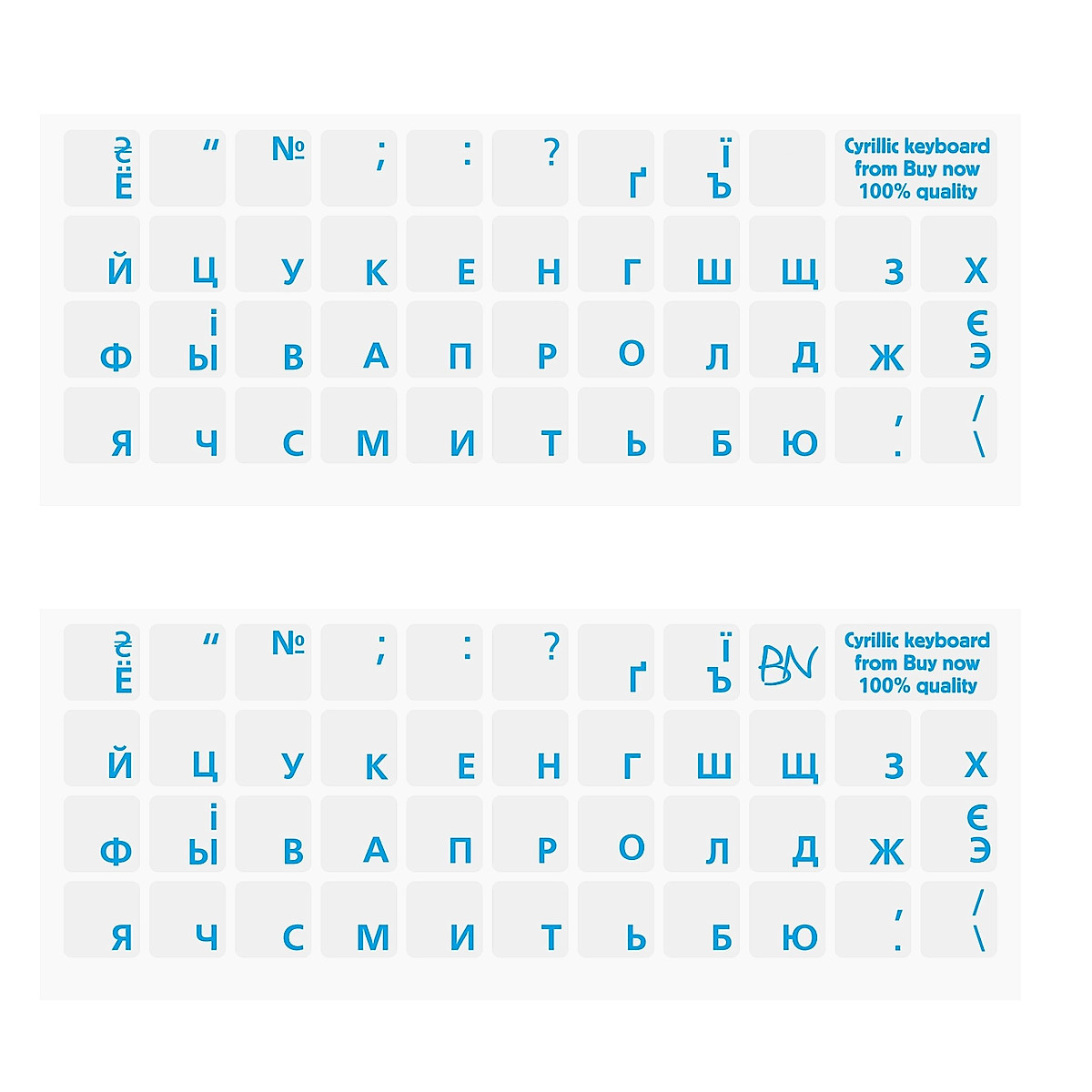 2 Pack Russian Blue Keyboard Stickers Cyrillic for Computer Blue Keyboard Letters on Clear Transparent Background