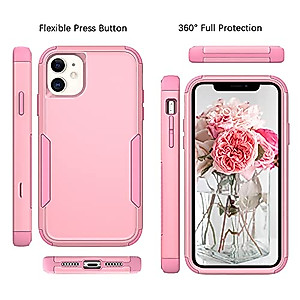 BENTOBEN iPhone 11 Case, Phone Case iPhone 11, Heavy Duty 3 in 1 Full Body Rugged Shockproof Hybrid Hard PC Soft TPU Bumper Drop Protective Girls Women Boy Men Covers for iPhone 11 6.1", Pink Design