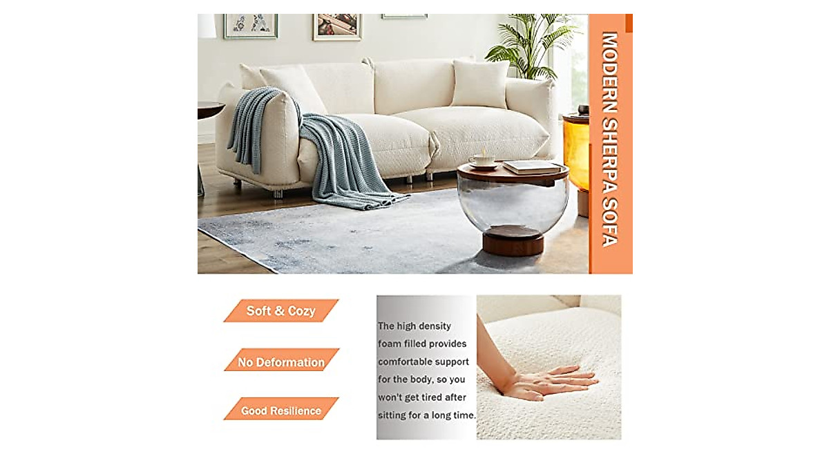 JSCHZ Comfy Couch: Oversized Sherpa Loveseat Sofa
