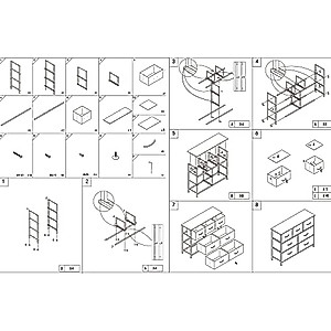 AZL1 Life Concept Storage Organizer 7-Drawer Closet Shelves, Sturdy Steel Frame Wood Top with Easy Pull Fabric Bins for Clothing, Dark Grey